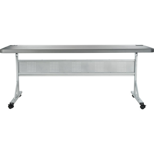 National Public Seating Rectangle Flip Top Training Table with Casters and Modesty Panel ...